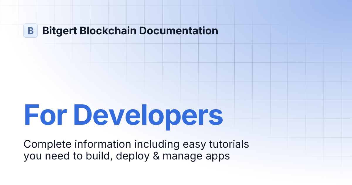 For Developers | Bitgert Blockchain Documentation