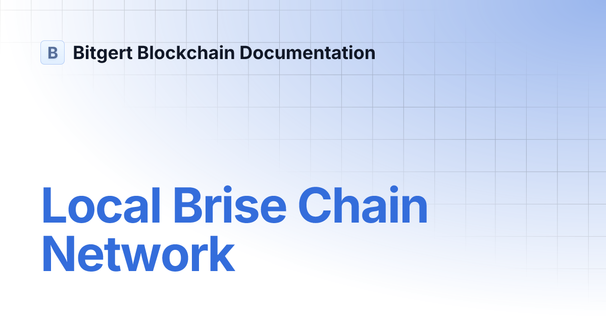 Local Brise Chain Network | Bitgert Blockchain Documentation